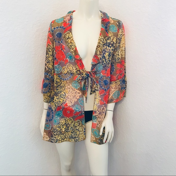 CAbi | Tops | Cabi Shakespeare Ruffle Tie Front Kimono Top | Poshmark